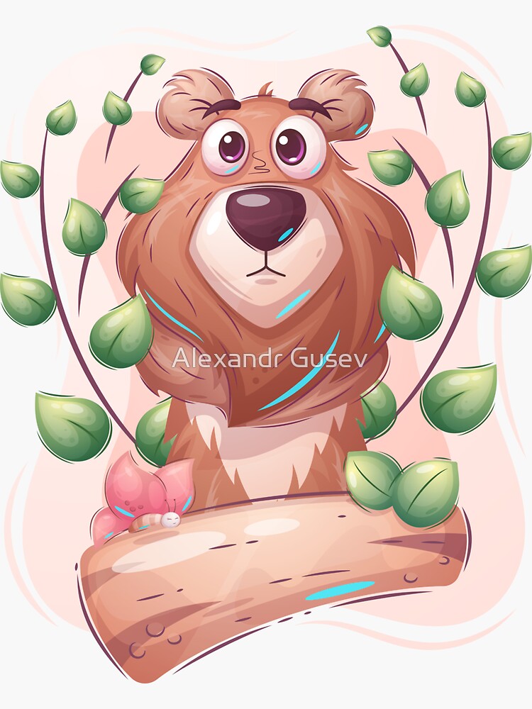 "Cartoon cute spring bear" Sticker for Sale by rwgusev | Redbubble