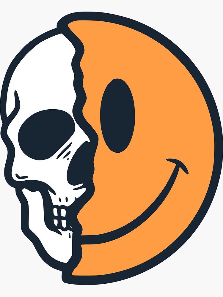 "Skull and Smile emoticon" Sticker for Sale by rukurustudio | Redbubble