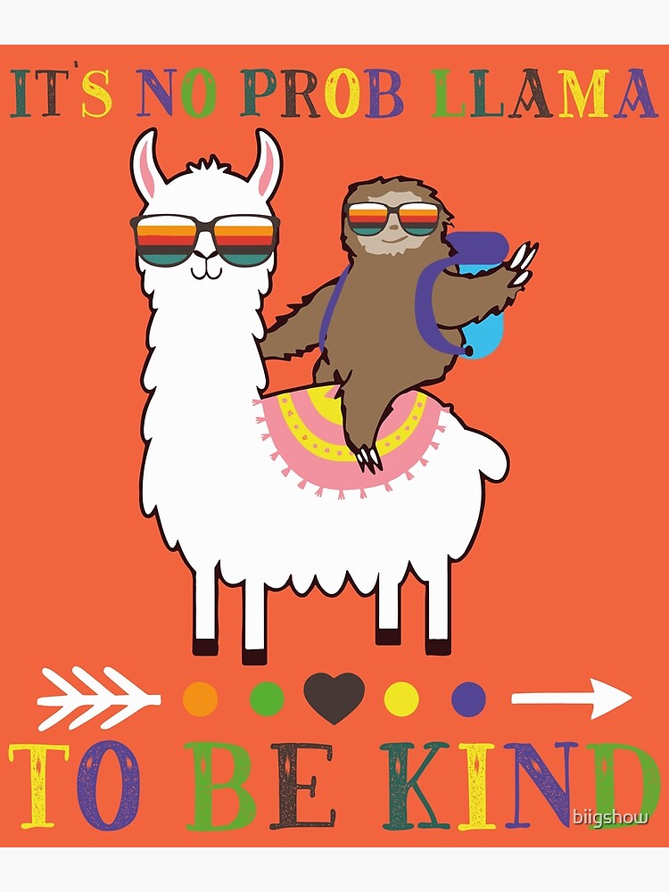 "Cute Sloth Llama Anti Bullying Kids Girls UNITY DAY Orange " Poster ...