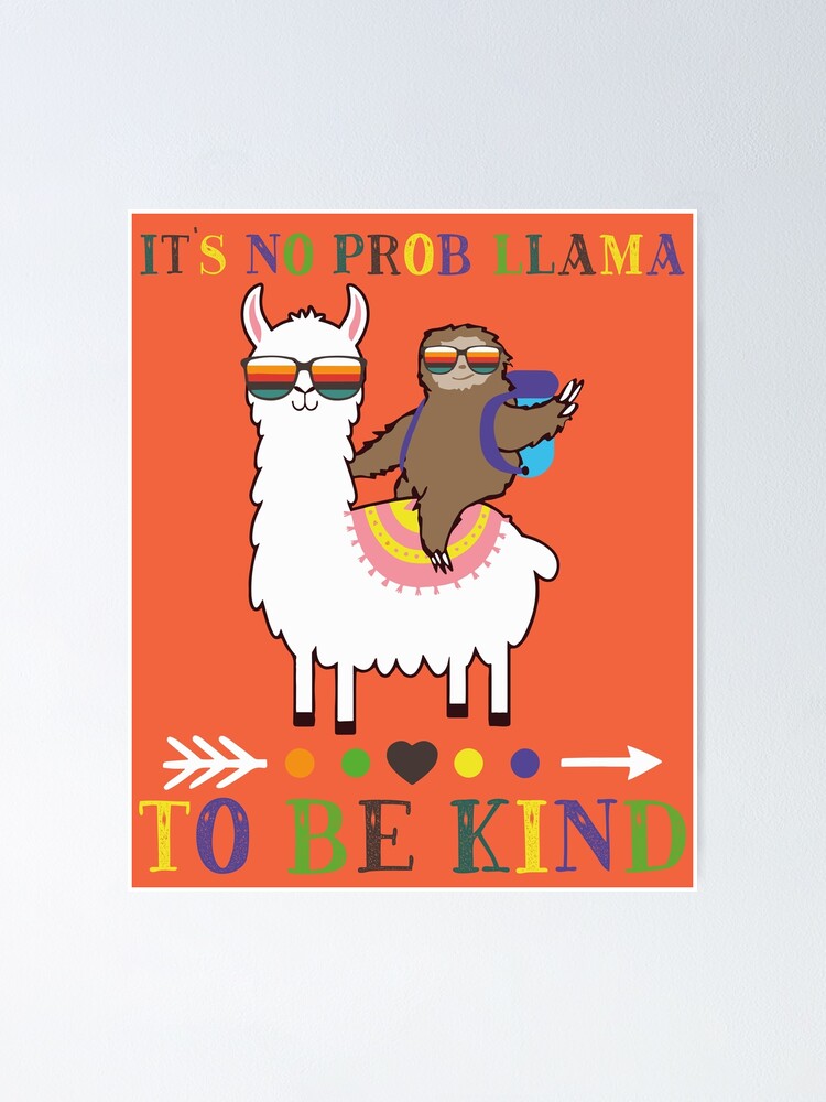 "Cute Sloth Llama Anti Bullying Kids Girls UNITY DAY Orange " Poster ...