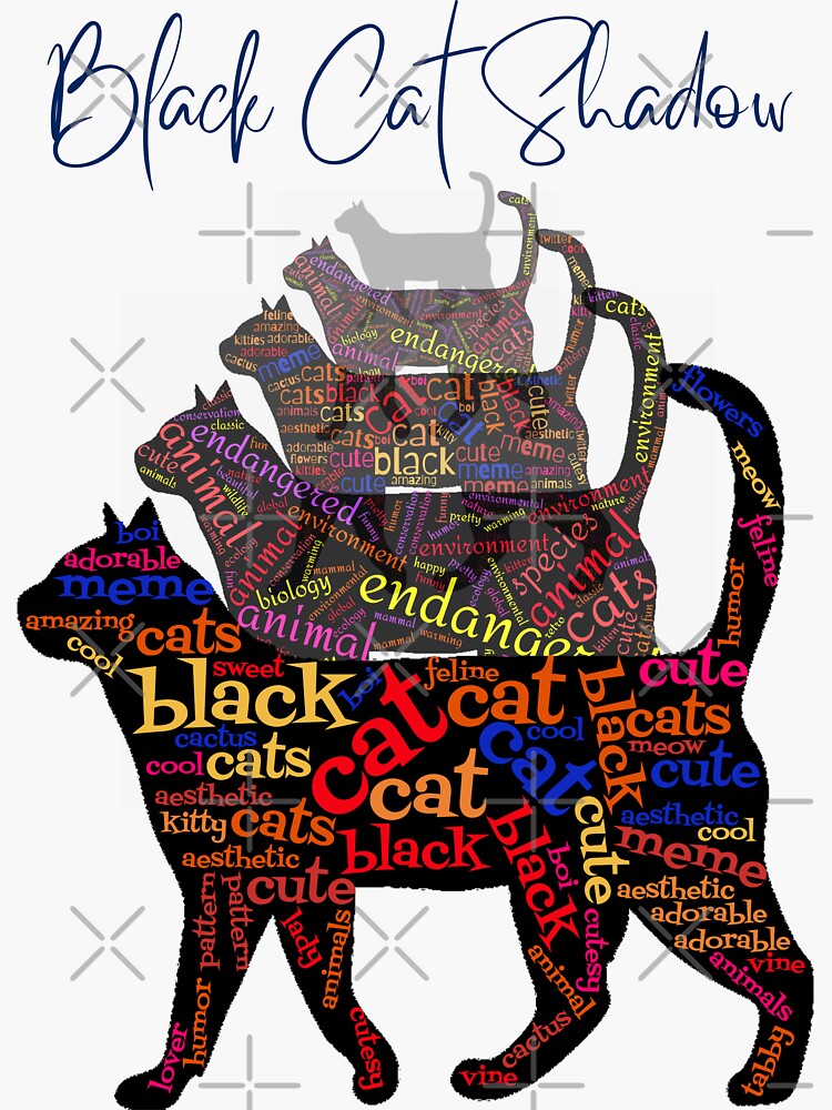 "Black Cat Shadow" Sticker for Sale by yassooarts | Redbubble