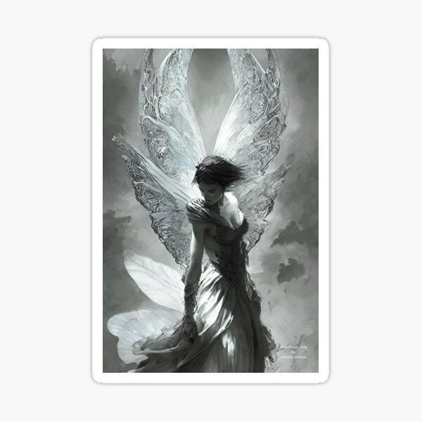 "Crystal Wing Fairy (ink)" Sticker for Sale by Ai-Artz | Redbubble