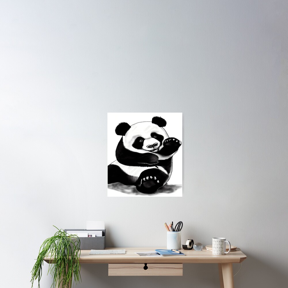 "panda line drawing" Poster for Sale by kingofdrawings | Redbubble