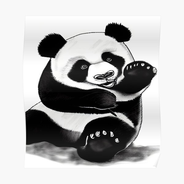 "panda line drawing" Poster for Sale by kingofdrawings | Redbubble