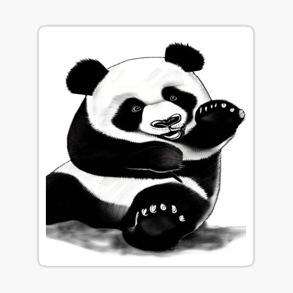 "panda line drawing" Sticker for Sale by kingofdrawings | Redbubble