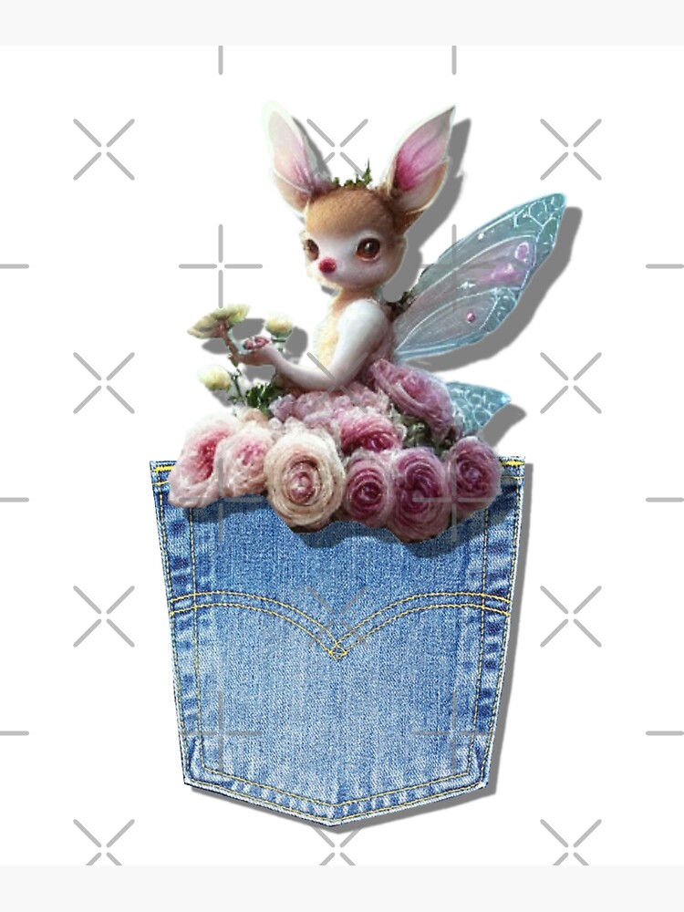 "Fairy Fantasy Baby Deer Bambi Cute Little Girl in Pocket With Pink ...