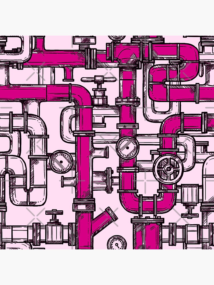 "Pink & Pink Pipe Pattern" Sticker for Sale by Art-by-Geoff | Redbubble