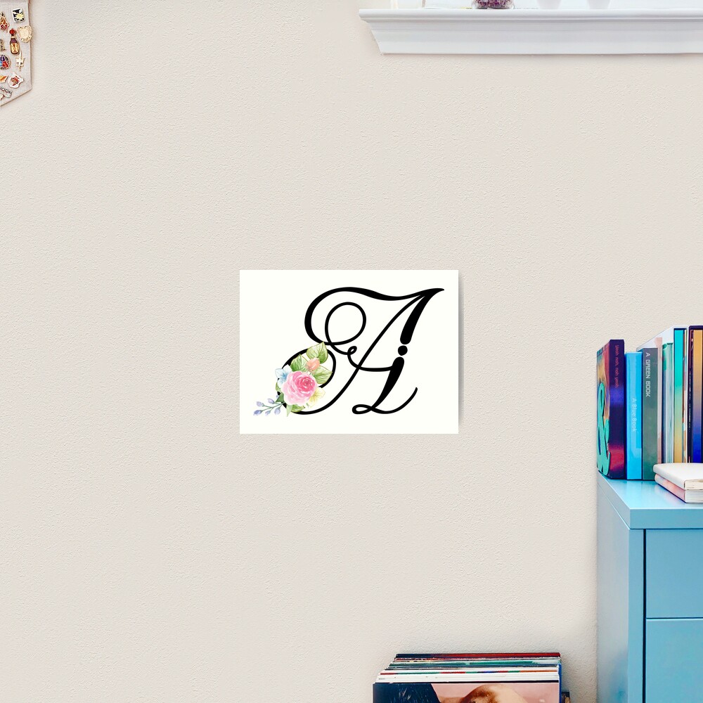 "Floral Monogram Fancy Script Letter A" Art Print for Sale by Grafixmom ...