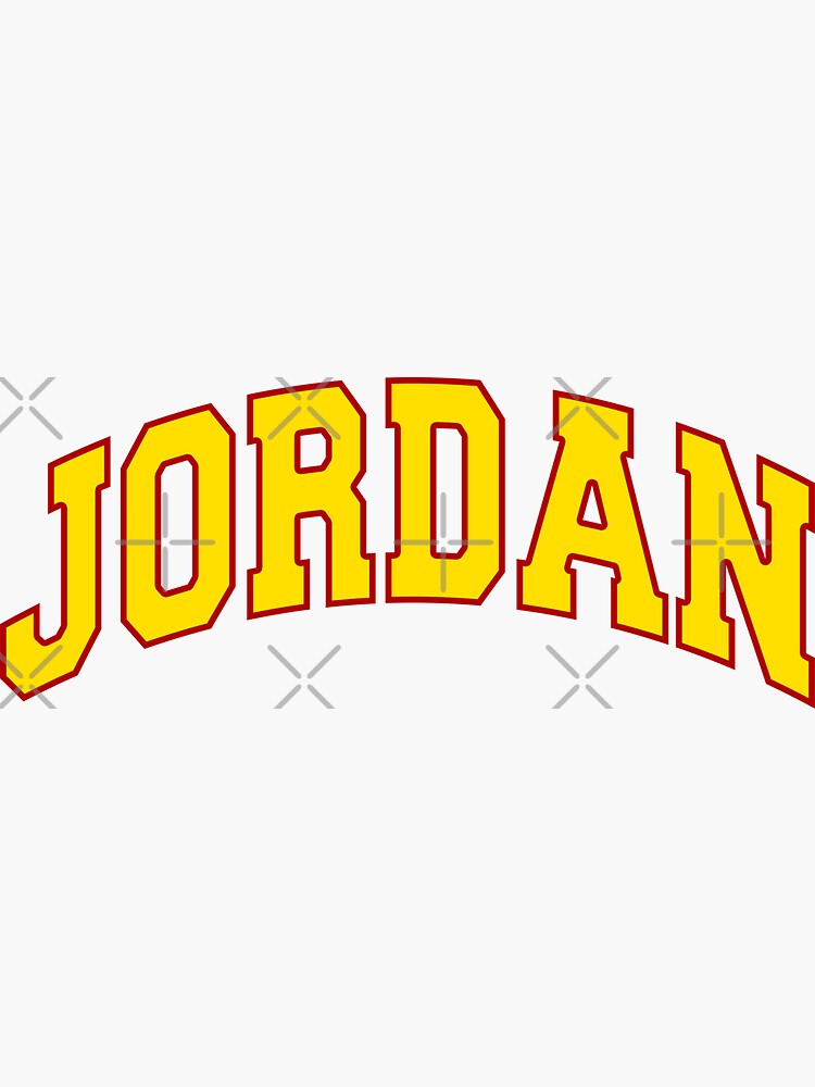 "Jordan Curved Typography" Sticker for Sale by Penaroma | Redbubble