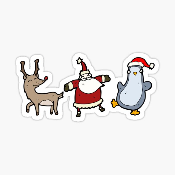 "Dancing Christmas Characters" Sticker for Sale by CryptidComics ...