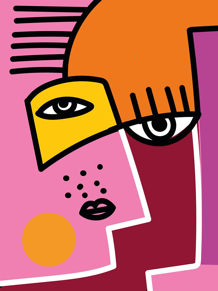 "Women's Beauty Faces Eyes Smiles Colorful Abstract Art" Sticker for ...