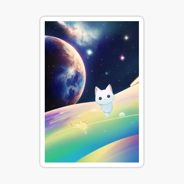 "Space Cats" Sticker for Sale by GhostlyCas | Redbubble