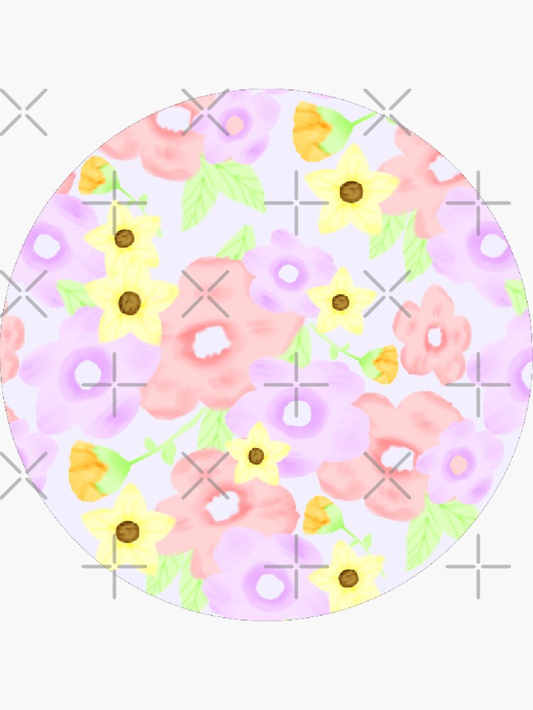 "cute flower pattern circle" Sticker for Sale by SweetbunnyArts | Redbubble