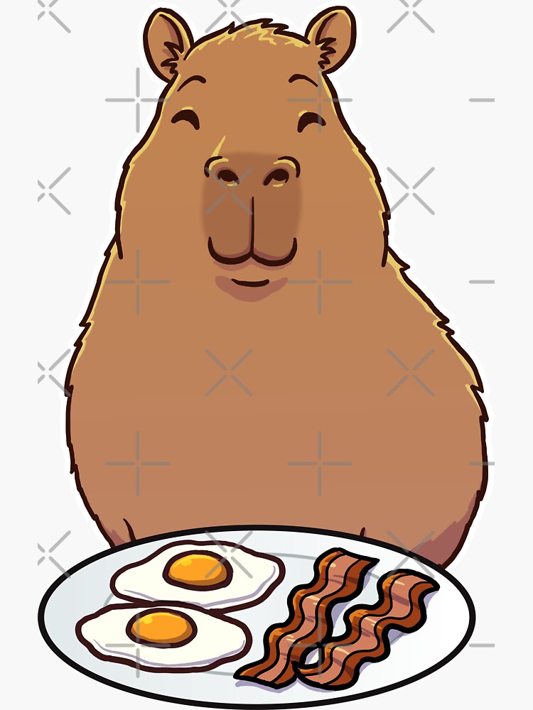 "Capybara Bacon and Eggs" Sticker for Sale by Capydays | Redbubble