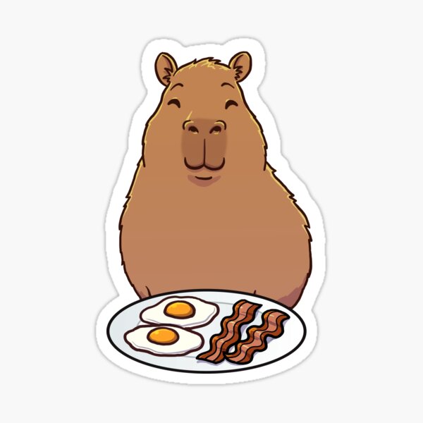 "Capybara Bacon and Eggs" Sticker for Sale by Capydays | Redbubble