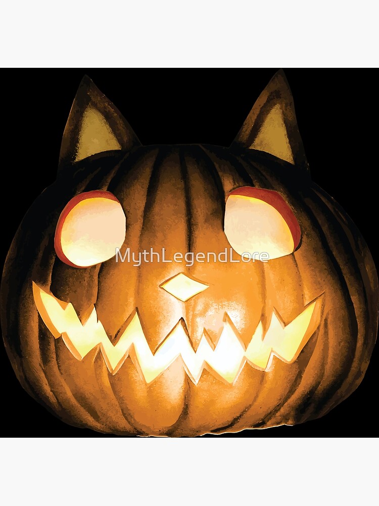 "Jack-o'-lantern Cat" Poster for Sale by MythLegendLore | Redbubble