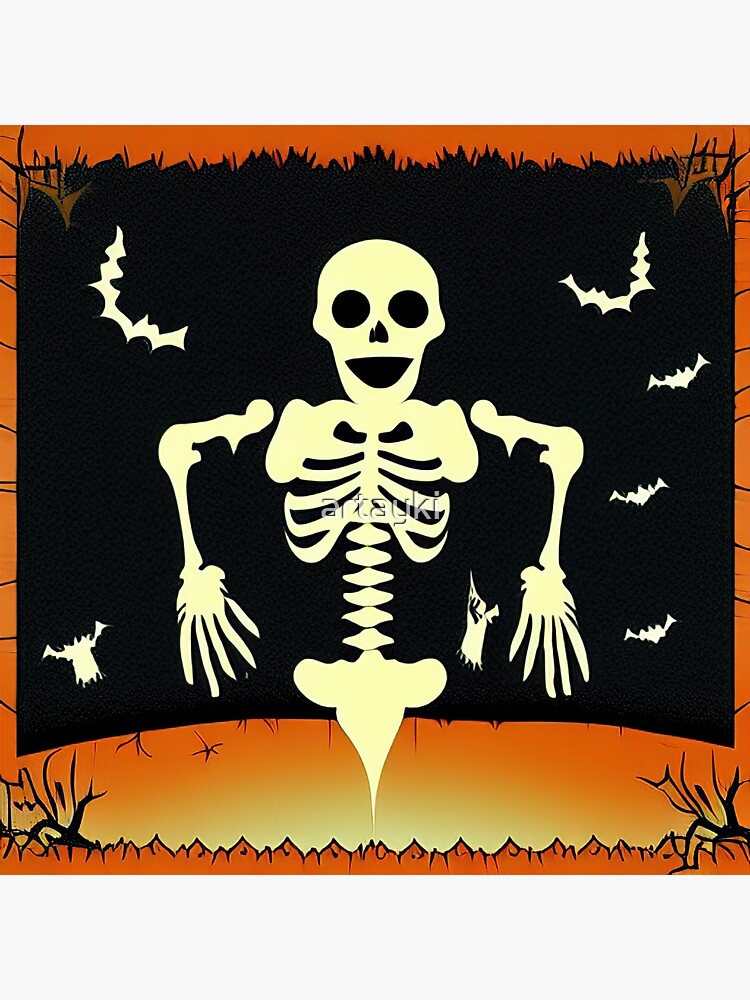 "Halloween Happy Skeleton - Smiley Skeleton" Sticker for Sale by ...