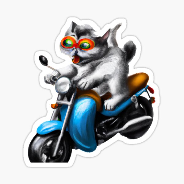 "The biker cat-2" Sticker for Sale by Hey-sam | Redbubble