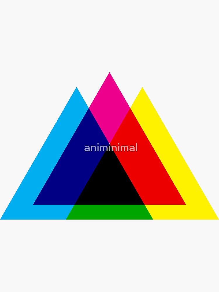 "CMYK triangles 2 (black)" Sticker for Sale by animinimal | Redbubble