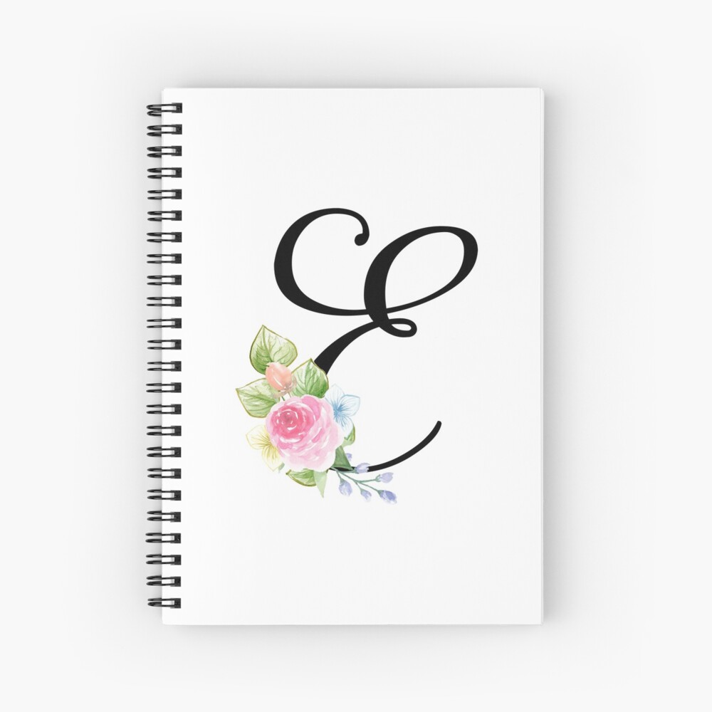 "Floral Monogram Fancy Script Letter E" Spiral Notebook by Grafixmom ...