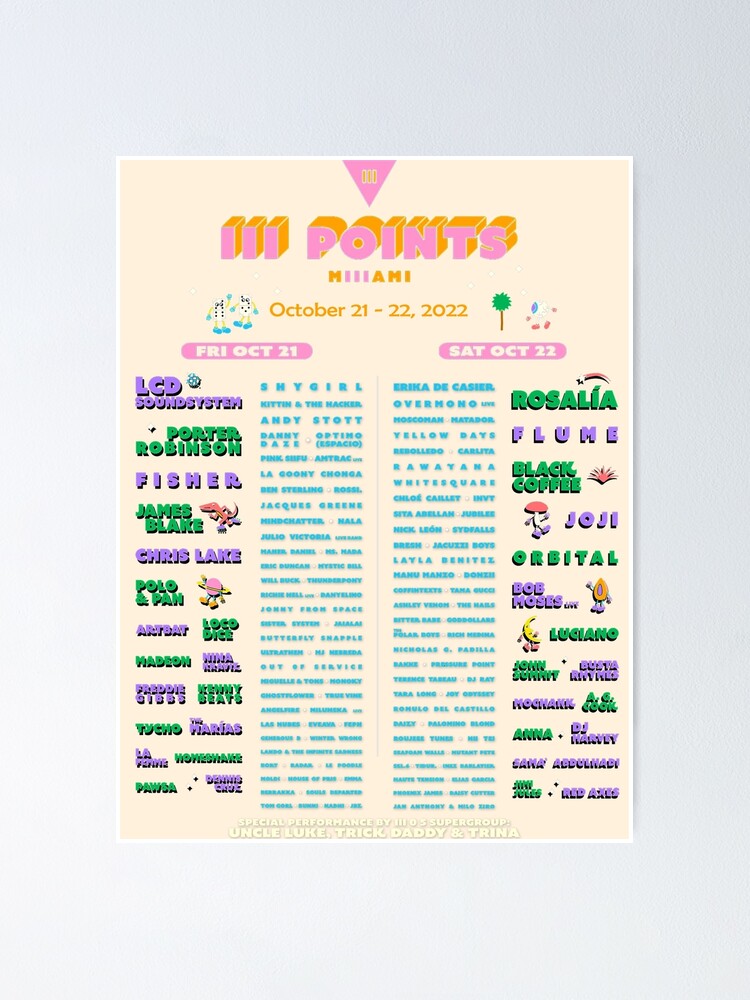 "III Points Festival 2022 Line-Up" Poster for Sale by Festmerch | Redbubble