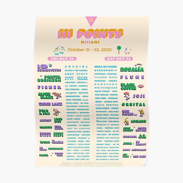 "III Points Festival 2022 Line-Up" Poster for Sale by Festmerch | Redbubble