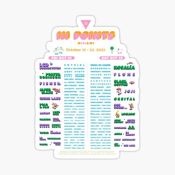 "III Points Festival 2022 Line-Up" Sticker for Sale by Festmerch ...