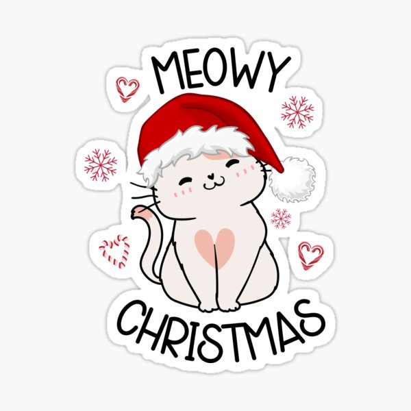 "Adorable Cat Meowy Christmas" Sticker for Sale by HappyLifeCreate ...