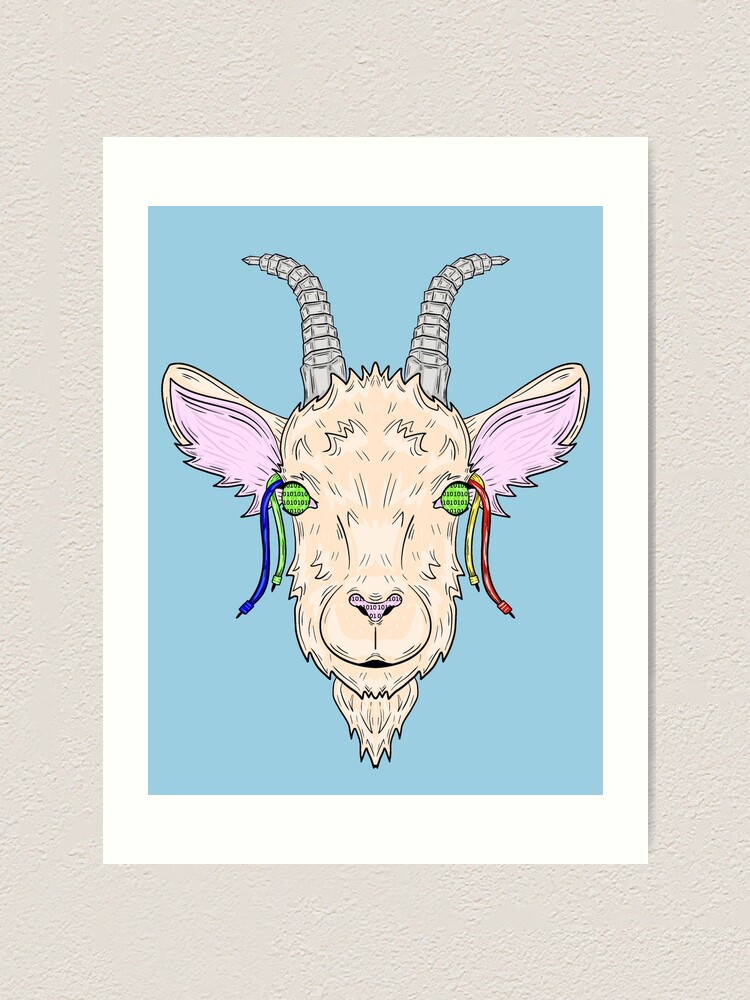 "Goats That Are Also Computer But Also Goats with background color" Art ...