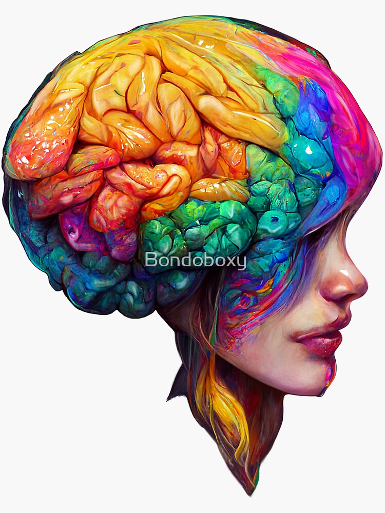 "Creative Colourful Human Brain" Sticker for Sale by Bondoboxy | Redbubble
