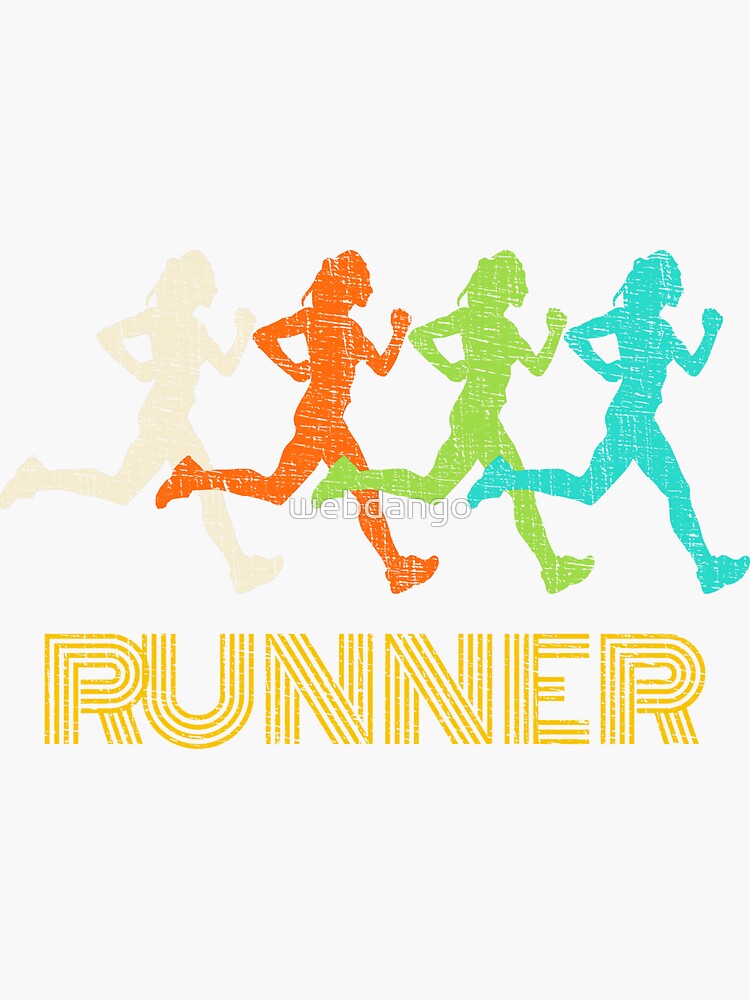 "Old School Vintage Style Lady Runner Design" Sticker for Sale by ...
