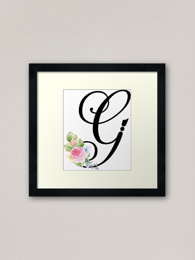 "Floral Monogram Fancy Script Letter G" Framed Art Print for Sale by ...
