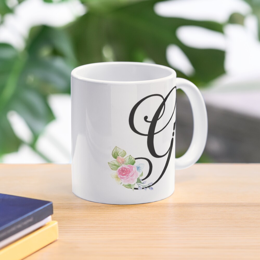 "Floral Monogram Fancy Script Letter G" Sticker for Sale by Grafixmom ...