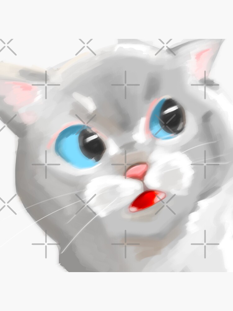 "Blurry Shocked Cat Meme Painting D:" Sticker for Sale by xshreesarto ...
