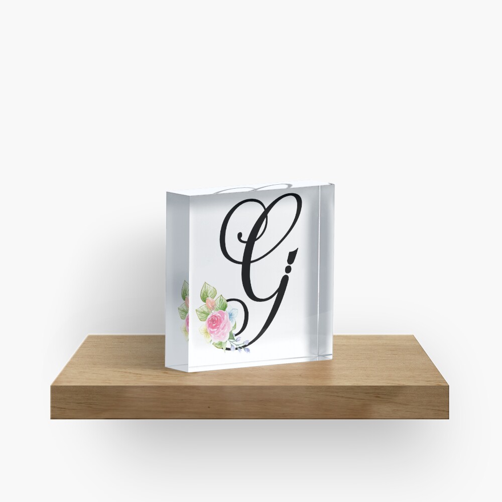 "Floral Monogram Fancy Script Letter G" Sticker for Sale by Grafixmom ...
