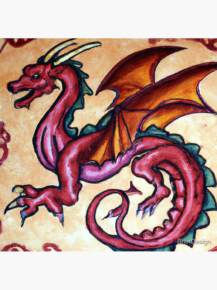 "Medieval red dragon" Sticker for Sale by BnutDesign | Redbubble