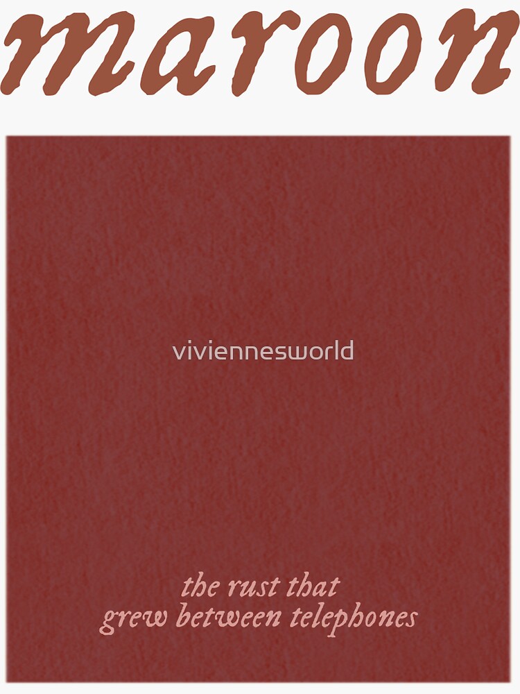 "maroon lyric color palette / graphic design" Sticker for Sale by ...