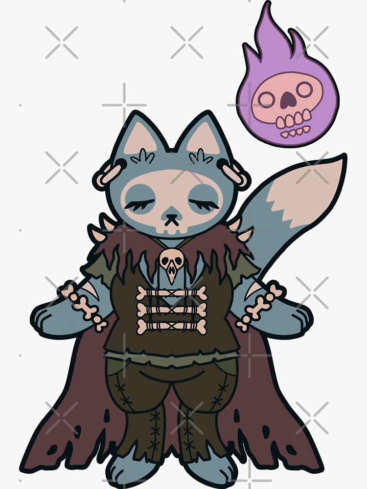 "Adventure Kitty - Necromancer" Sticker for Sale by Alcatote | Redbubble