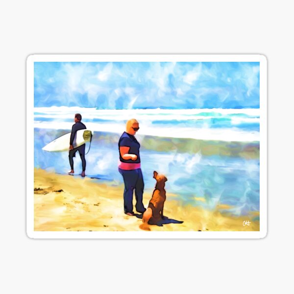 "Huntington Dog Beach" Sticker for Sale by PaintedRadiance | Redbubble