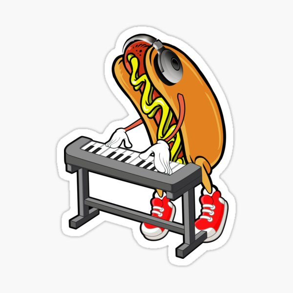 "A Hotdog Playing Keyboard" Sticker for Sale by DoctorChimp | Redbubble