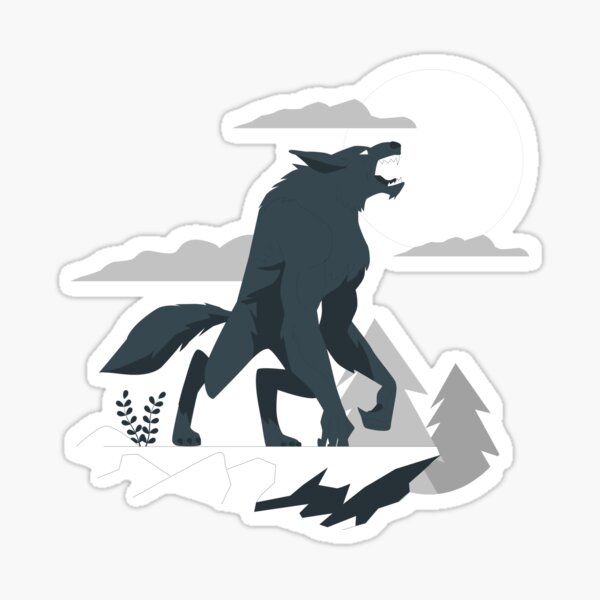 "Warewolf Howling on a Mountain with Full Moon" Sticker for Sale by ...