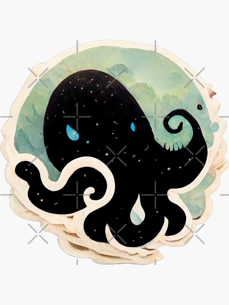 "Starry Night Sky Octopus Silhouette" Sticker for Sale by Styxiann ...