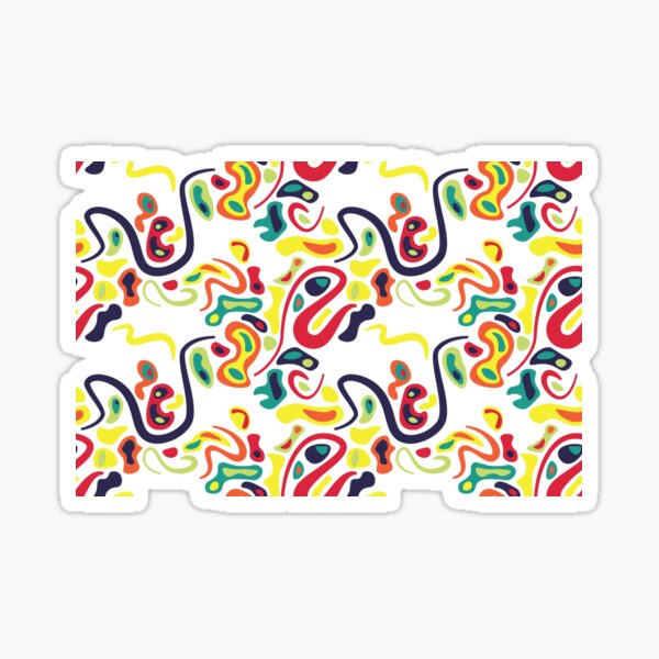 "Groovy Lines and Shapes Spaced Out Pattern Red, Orange, Yellow, Green ...