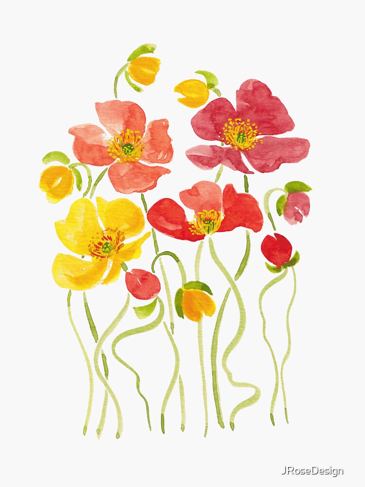 "Rainbow Poppy Flowers" Sticker for Sale by JRoseDesign | Redbubble