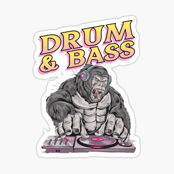 "Drum & Bass Ape" Sticker for Sale by Discothreadz | Redbubble