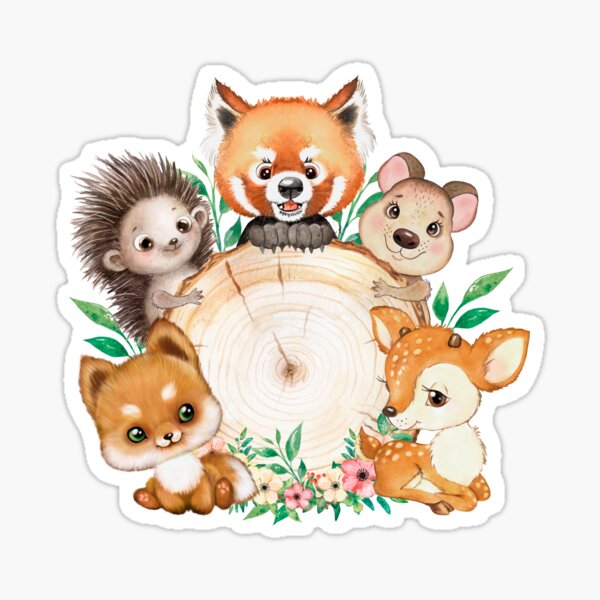 "Woodland Adorable Baby Animal Friends" Sticker for Sale by ...