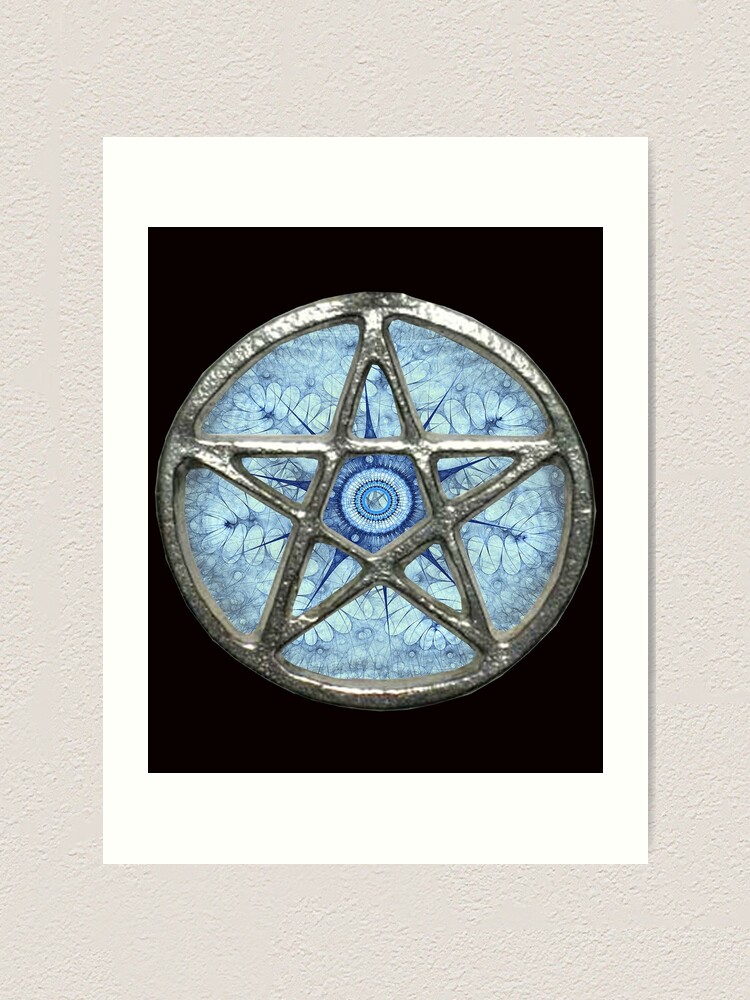 "Fractal Ice Blue Pentagram Pentacle Wicca" Art Print by Atteestude ...