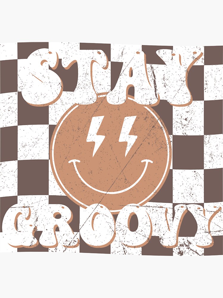"Stay Groovy Checkered Smiley Face Retro Graphic" Sticker for Sale by ...