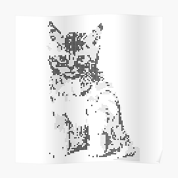"Black and White Cat Pixel Art" Poster for Sale by Pixel4Art | Redbubble
