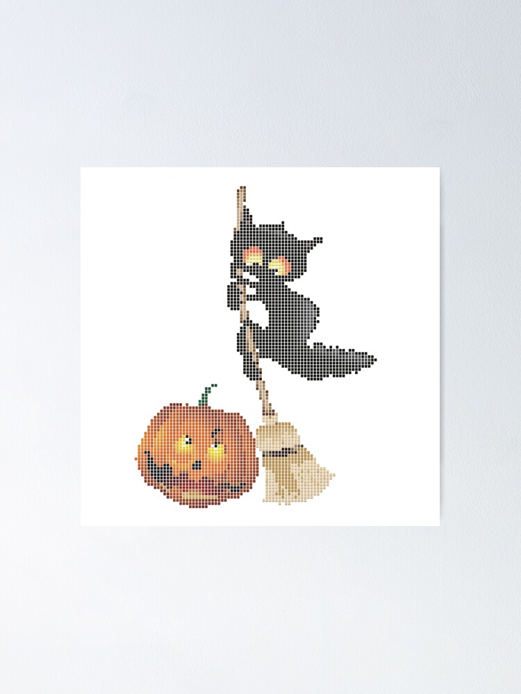 "Halloween Black Cat Pixel Art" Poster for Sale by Pixel4Art | Redbubble